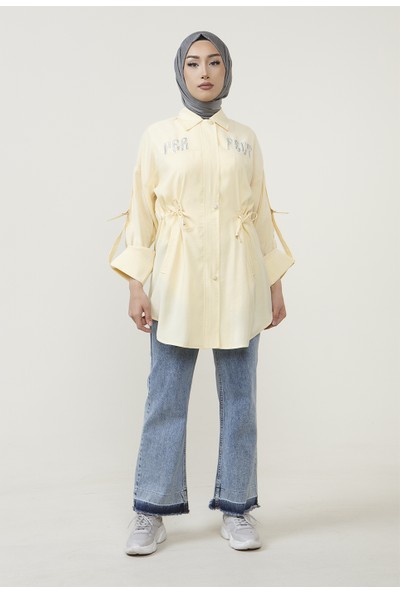 SETRMS Sarı Beli Büzgülü Yazı Detaylı Kap 2223114