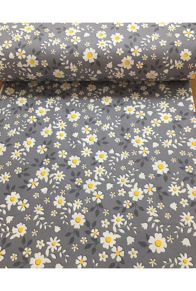 Bebek Özel % 100 Pamuklu Bebek ve Çocuk Lastikli Çarşaf Gri Papatya 70X140