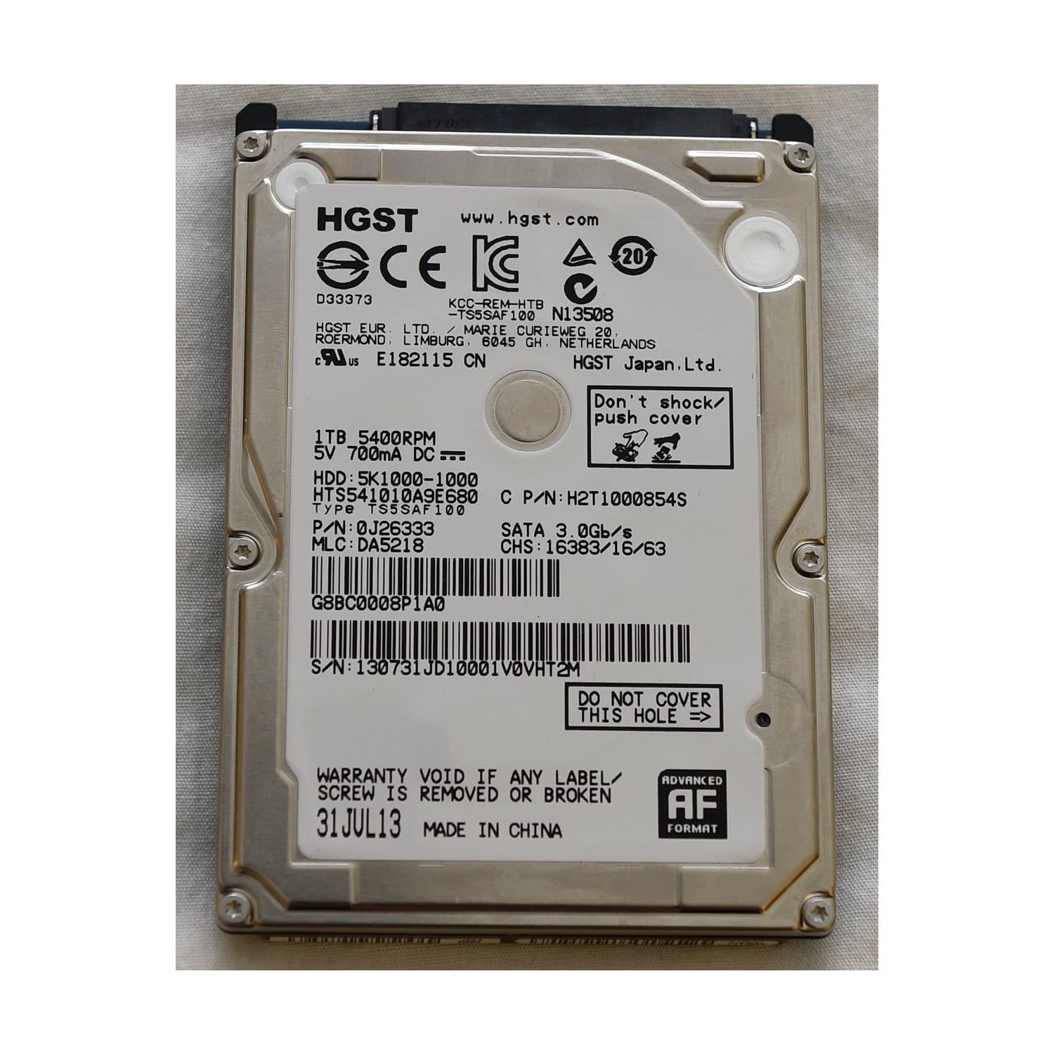Hgst Travelstar 1tb 5400RPM 8mb Önbellek Sata 6gbps Sabit Fiyatı