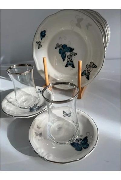 Biev Kelebek Desenli 6 Kişilik Çay SETIMSÇS035