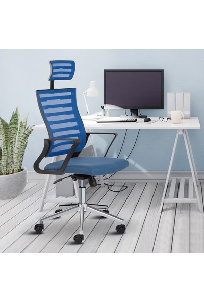 Asbir Rigel Capri Başlıklı Mavi Ev Ofis Koltuğu Çalışma Koltuğu Asbir Rigel Capri Başlıklı Mavi Ev Ofis Koltuğu Çalışma Koltuğu
