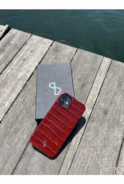Le'Piels Apple iPhone 13/13 Pro Uyumlu Bordo Kroko Deri Kılıf