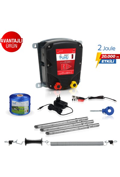 Puhu Elektrikli Çit Sistemi(2 JOULE=20.000 M) (Kuruluma Hazır Set) Puhu Elektrikli Çit Sistemi(2 JOULE=20.000 M) (Kuruluma Hazır Set)