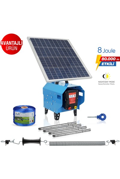 Puhu Compact Güneş Enerjili Elektrikli Çit Sistemi (8 JOULE=80.000 M)(Kuruluma Hazır Set) Puhu Compact Güneş Enerjili Elektrikli Çit Sistemi (8 JOULE=80.000 M)(Kuruluma Hazır Set)