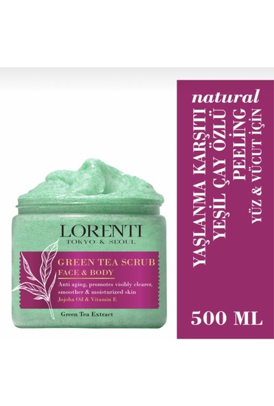 Lorenti Yeşilçay Özlü Yaşlanma Karşıtı Yüz ve Vücut Peeling 500 ml