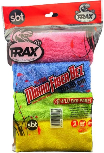 Trax Oto Cam ve Temizlik Bezi Nano Teknoloji Mikro Fiber Bez Eko Paket 4 Lü 30X30 Trax Oto Cam ve Temizlik Bezi Nano Teknoloji Mikro Fiber Bez Eko Paket 4 Lü 30X30