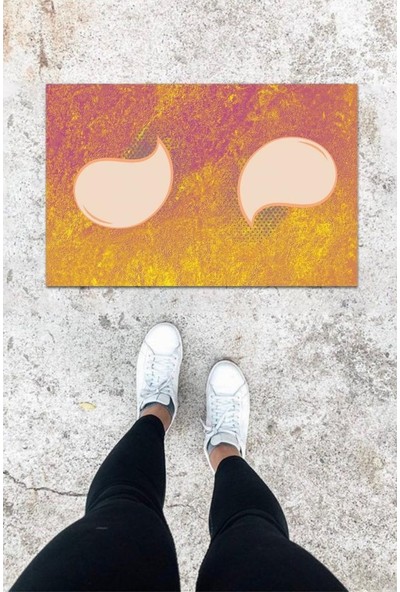 Daha Yok Mu Dijital Baskı Ebruli Damla Desen Kapı Önü Paspası K-1035