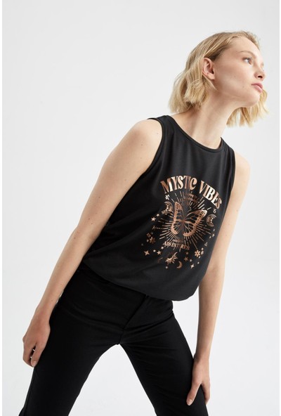 DeFacto Regular Fit Bisiklet Yaka Slogan Baskılı Atlet X6959AZ22SM