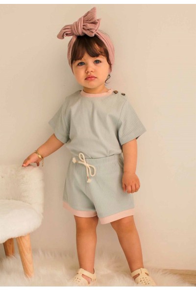 Fitilli Şortlu Takım 0-5 Yaş Mint Yeşili Fitilli Şortlu Takım 0-5 Yaş Mint Yeşili