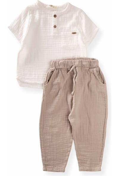 Bohem Gömlekli Takım 2-7 Yaş Ekru Bohem Gömlekli Takım 2-7 Yaş Ekru