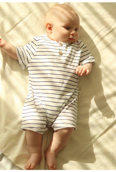 Cigit Çizgili Tulum 0-3 Yaş Lacivert Çizgili