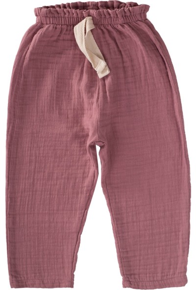 Beli Fırfırlı Geniş Kesim Müslin Pantolon 1-8 Yaş Bakır