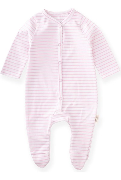 Cigit Desenli Ayaklı Tulum 0-1 Yaş Pembe Çizgili