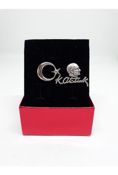 Asperas Grup Ikili Ay Yıldız ve Atatürklü Imza Yaka Rozeti