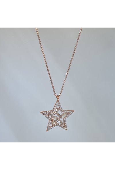 SE Jewellery Taşlı Yıldız Kolye Birinci Kalite 925 Ayar Altın Kaplama Rose Kadın Kolyesi SE Jewellery Taşlı Yıldız Kolye Birinci Kalite 925 Ayar Altın Kaplama Rose Kadın Kolyesi