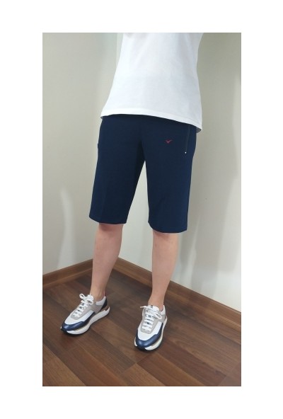 Anger Kadın Yüksek Bel Pamuklu Fermuarlı Uzun Şort