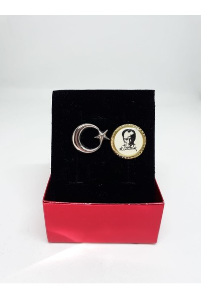 Asperas Grup Ikili Ay Yıldız ve Atatürk Yaka Rozeti