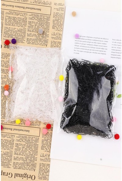 Bahels 1000 Adet Siyah ve Şeffaf Saç Örgü Perma Lastiği Bahels 1000 Adet Siyah ve Şeffaf Saç Örgü Perma Lastiği