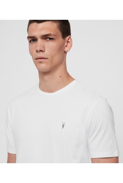 All Saints Beyaz Renk Brace Regular Fit Pamuk Erkek Tshirt