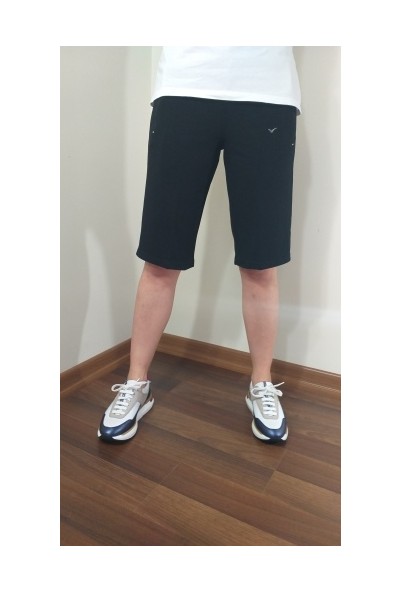 Anger Kadın Yüksek Bel Pamuklu Fermuarlı Uzun Şort