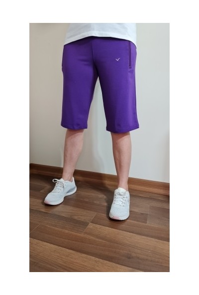 Anger Kadın Yüksek Bel Pamuklu Fermuarlı Uzun Şort