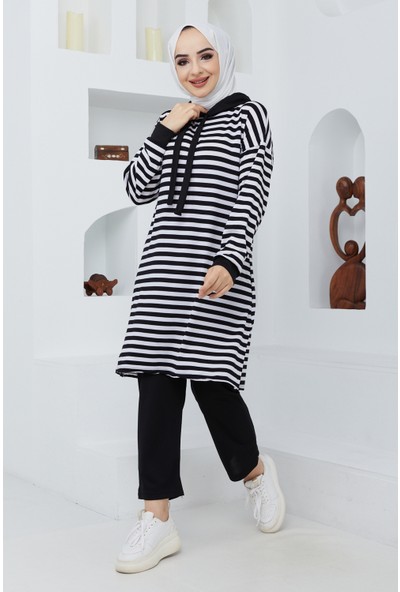 İmaj Butik Çizgi Detaylı Kapşonlu Ikili Tesettür Takım/siyah İmaj Butik Çizgi Detaylı Kapşonlu Ikili Tesettür Takım/siyah