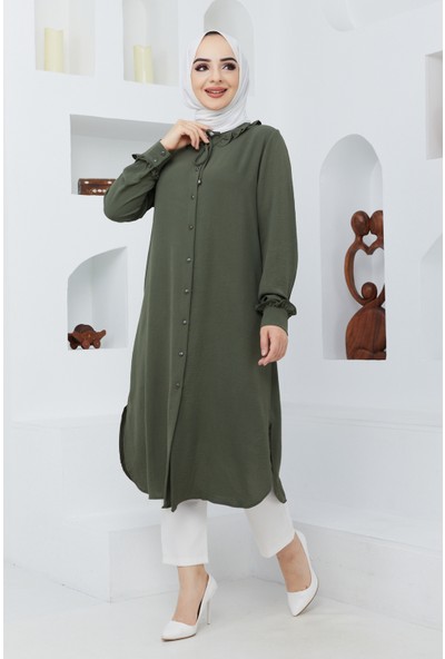 İmaj Butik Büyük Beden Yaka Fırfır Detaylı Ayrobin Tesettür Tunik/haki İmaj Butik Büyük Beden Yaka Fırfır Detaylı Ayrobin Tesettür Tunik/haki