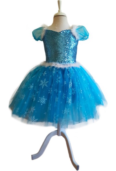 Mavi Payetli Kız Çocuk Elsa Abiye - Frozen Kız Çocuk Elbise Mavi Payetli Kız Çocuk Elsa Abiye - Frozen Kız Çocuk Elbise