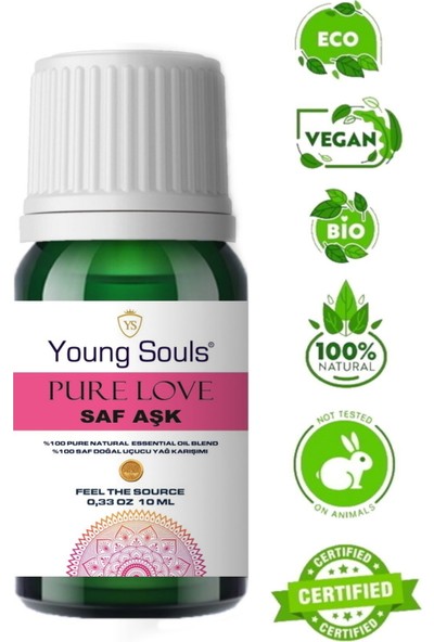 Young Souls Aromaterapi Pure Love ( Saf Aşk ) Uçucu Yağ ( Essential Oil ) Karışımı 10 ml Young Souls Aromaterapi Pure Love ( Saf Aşk ) Uçucu Yağ ( Essential Oil ) Karışımı 10 ml
