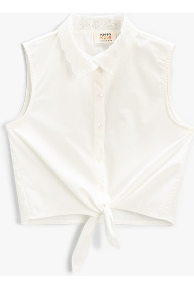 Koton Önden Bağlamalı Gömlek Yakası Fisto Işlemeli