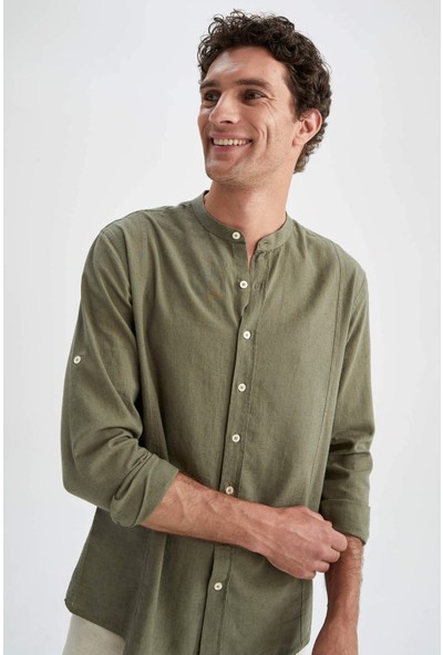 Modern Fit Dik Yaka Uzun Kollu GÖMLEK N6491AZ22HS