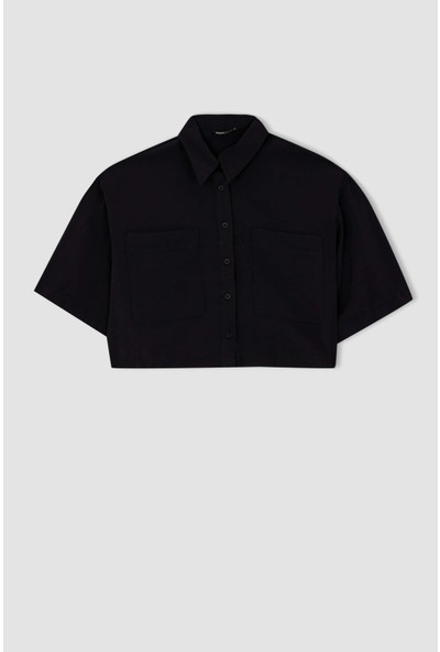 Crop Gömlek Yaka Tensel Kısa Kollu GÖMLEK X9155AZ22HS