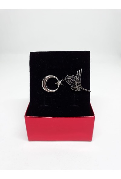 Asperas Grup Ikili Ay Yıldız ve Osmanlı Tuğrası Yaka Rozeti