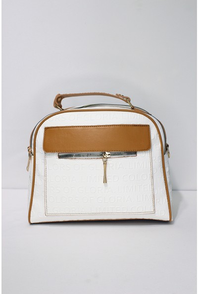 Buysef Beyaz Kadın Büyük D Model Omuz Çantası