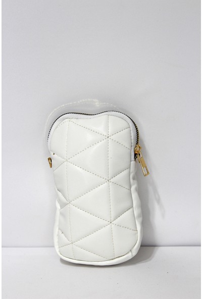Beyaz Kadın Zincir Askılı Cüzdan