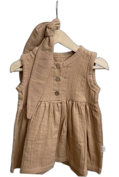 Honeykids Kız Çocuk Keten Kumaş Bandanalı Elbise