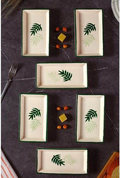 Çelikay 6'lı Set Desenli Seramik Tropik Dikdörtgen Kahvaltılık Renkli