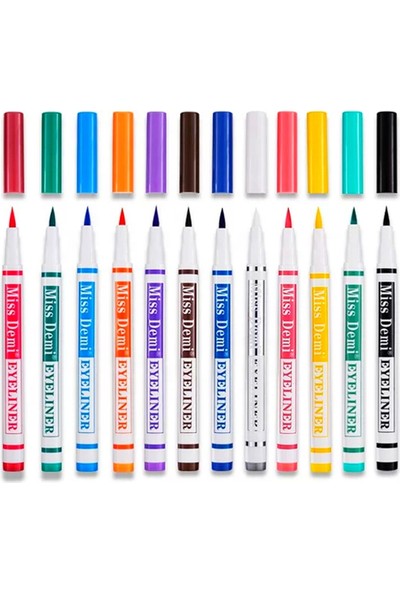 Wenolg Demi 12'li Renkli Eyeliner & Pen 12 Color Eyeliner