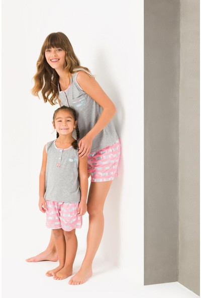 Yeni Inci Anne Kız Şort Pijama Takım 1729-349 Yeni Inci Anne Kız Şort Pijama Takım 1729-349