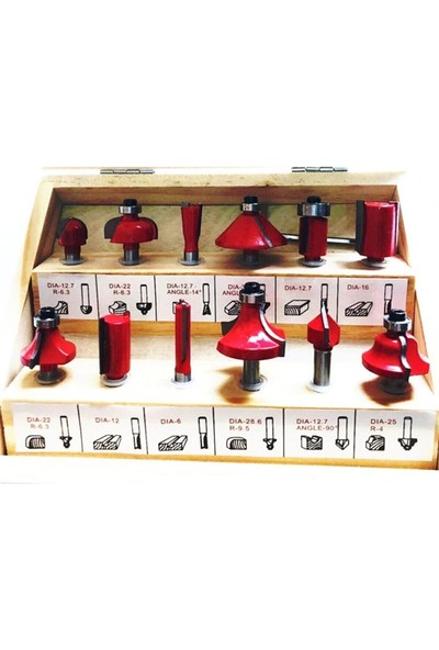 12 Parça Freze Uç Takımı Ahşap Oyma Ağaç Delme Çantalı Set 8 mm 12 Parça Freze Uç Takımı Ahşap Oyma Ağaç Delme Çantalı Set 8 mm