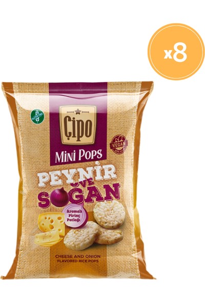 Glutensiz Fabrika Çipo Peynir ve Soğan 8 Adet Katkısız Şekersiz Vegan Glutensiz Sağlıklı Atıştırmalık
