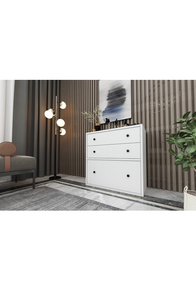 Nettrends Çekmeceli Düser Kapakli Sifonyer Beyaz 65 cm SFN-1033-Ç Nettrends Çekmeceli Düser Kapakli Sifonyer Beyaz 65 cm SFN-1033-Ç