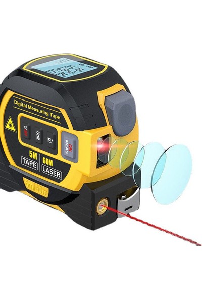 KKmoon 3in1 Lazer Mesafe Ölçer 5m Mezura Cetvel Arka Işıklı (Yurt Dışından)