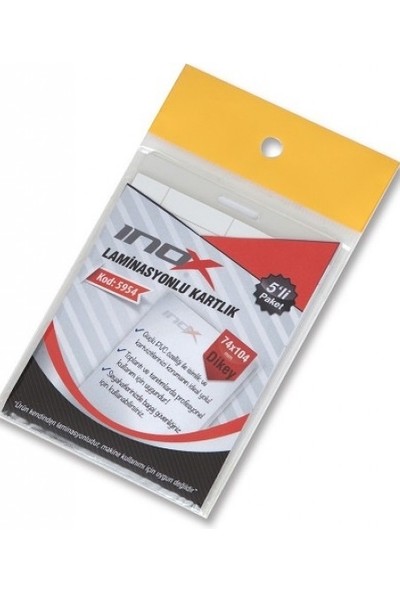 İnox Laminasyonlu Kartlık Dikey 74X104MM 5li