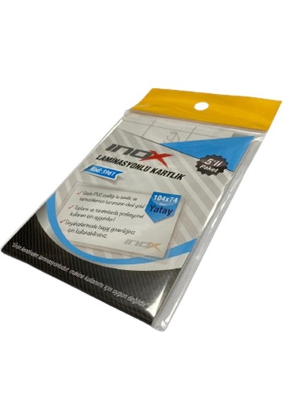 İnox Laminasyonlu Kartlık Yatay 104X74MM 5li