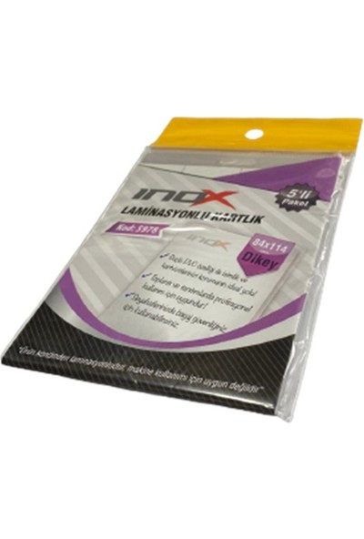 İnox Laminasyonlu Kartlık Dikey 84X114MM 5li