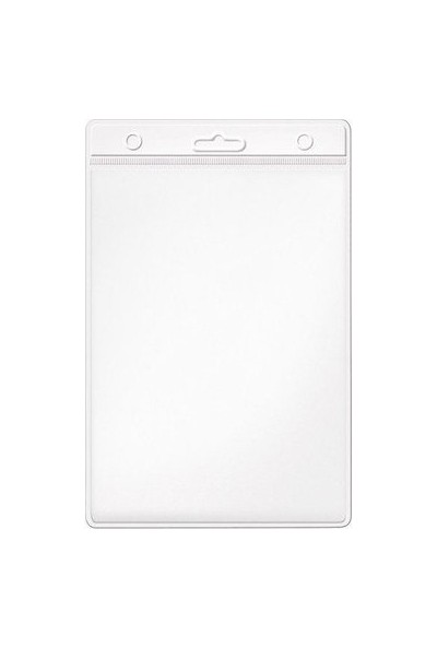 İnox Yaka Kartı Kabı Dikey Şeffaf 11X16CM 5 Adet