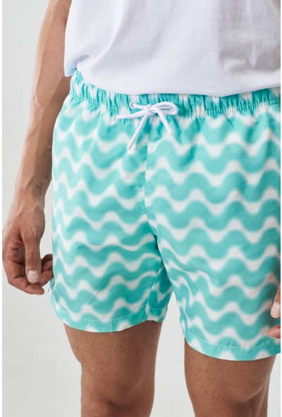 AC&Co / Altınyıldız Classics Erkek BEYAZ MINT Standart Fit Normal Kesim Desenli Şort Mayo AC&Co / Altınyıldız Classics Erkek BEYAZ MINT Standart Fit Normal Kesim Desenli Şort Mayo