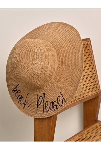 Kadın Deve Tüyü Örme Hasır Şapka