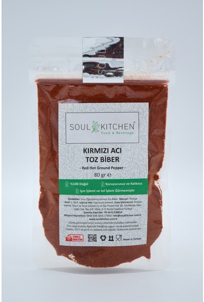 Soul Kitchen Kırmızı Acı Toz Biber 80 gr Soul Kitchen Kırmızı Acı Toz Biber 80 gr